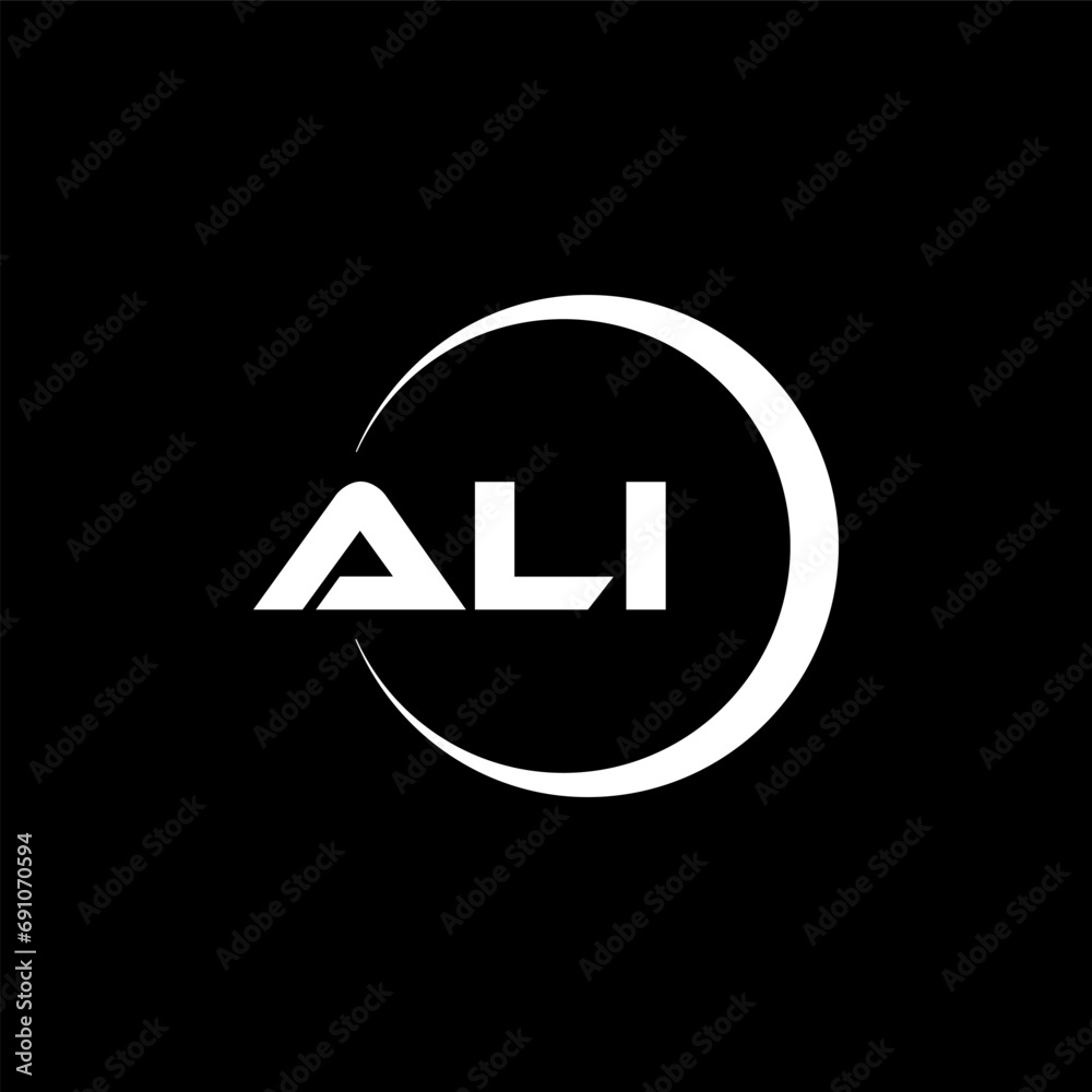 ALI letter logo design with black background in illustrator, cube logo ...