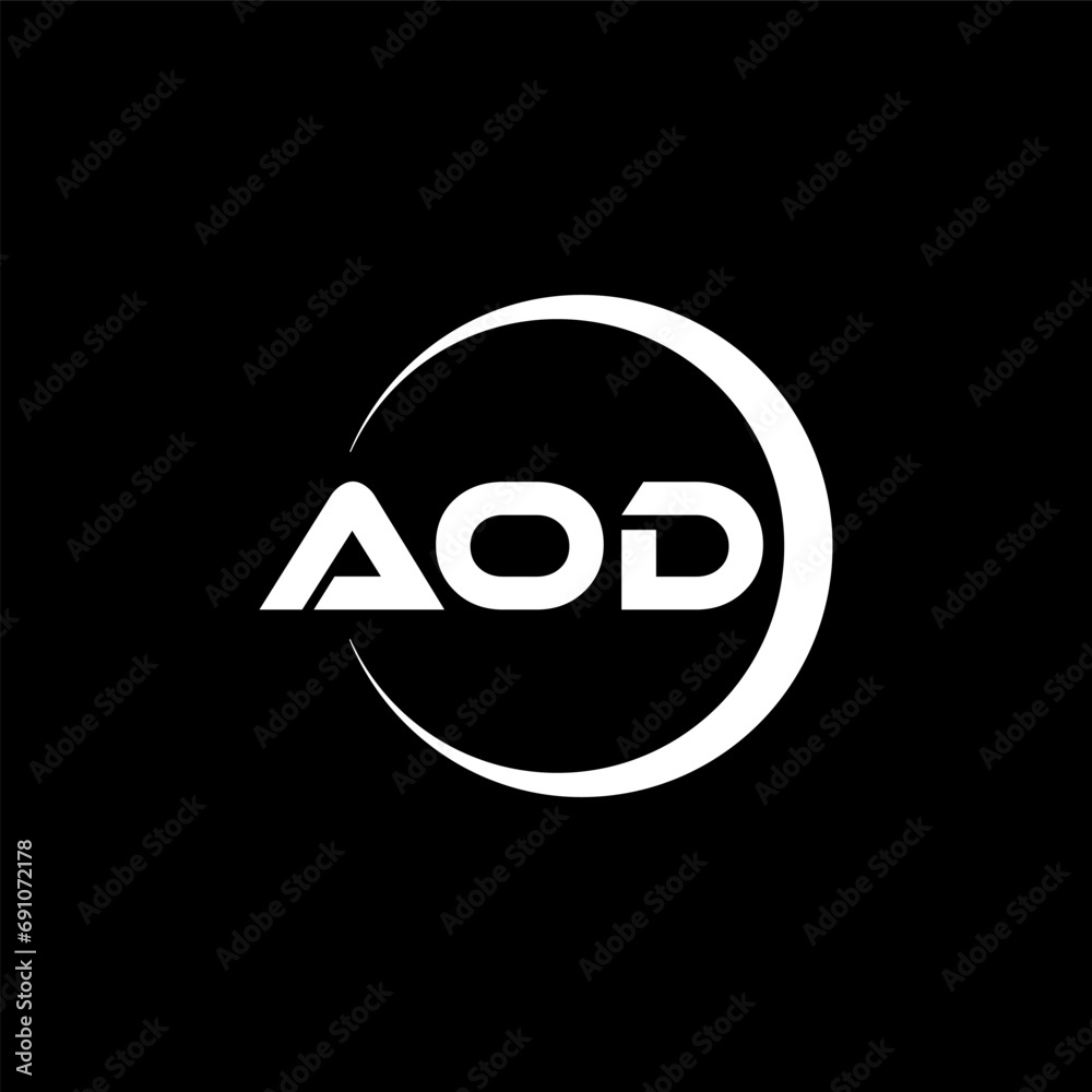 AOD letter logo design with black background in illustrator, cube logo ...