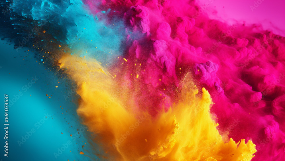 Colorful dust. An explosion of particles of bright colors. Colored ...