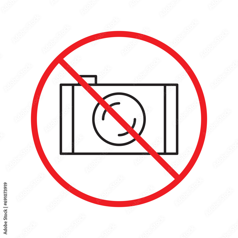 Prohibited camera vector icon. No photo camera icon. Forbidden video ...