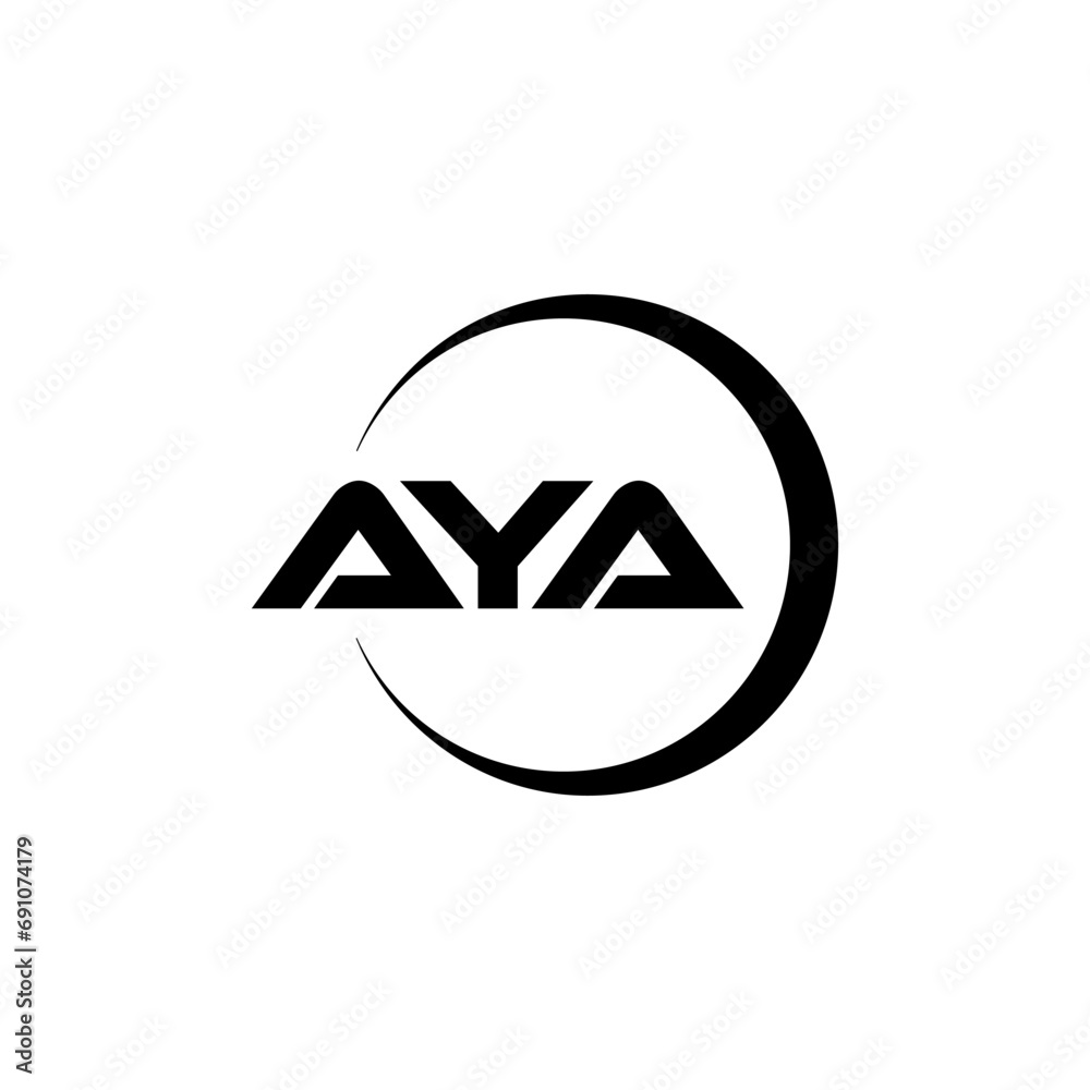 AYA letter logo design with white background in illustrator, cube logo, vector logo, modern ...