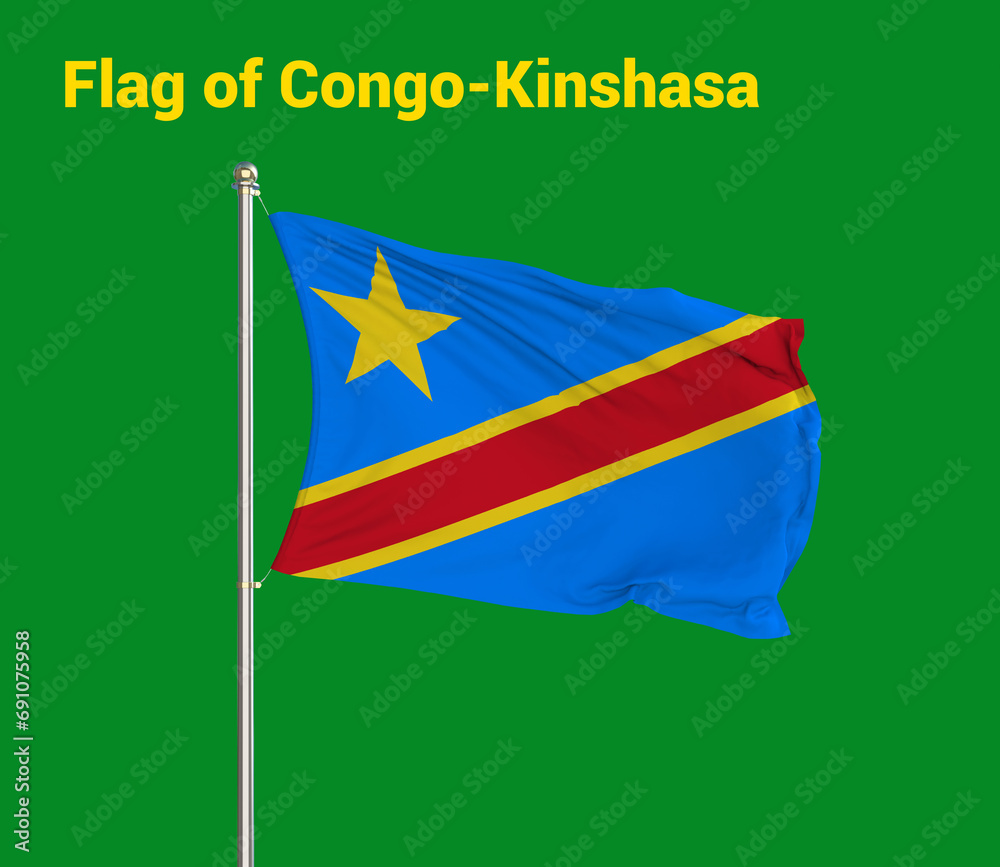 Flag Of Congo Kinshasa Congo Kinshasa Flag Vector Illustration