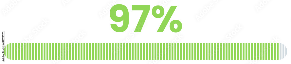 97% Loading. 97% progress bar Infographics vector, 97 Percentage ready ...