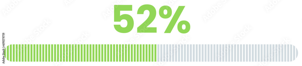 52% Loading. 52% progress bar Infographics vector, 52 Percentage ready ...