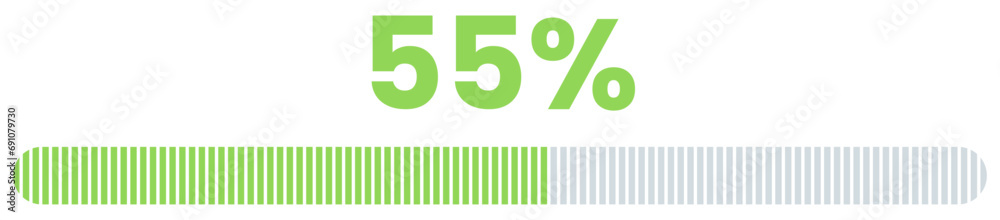 55% Loading. 55% progress bar Infographics vector, 55 Percentage ready ...
