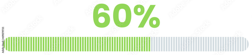 60% Loading. 60% progress bar Infographics vector, 60 Percentage ready ...