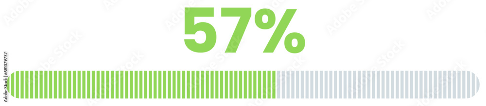 57% Loading. 57% progress bar Infographics vector, 57 Percentage ready ...