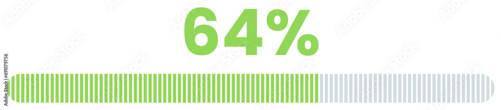 64% Loading. 64% progress bar Infographics vector, 64 Percentage ready ...