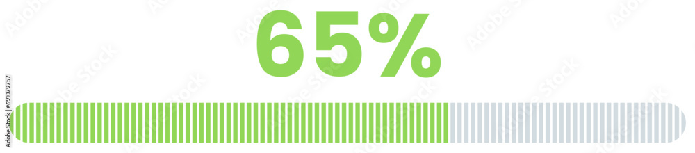 65% Loading. 65% progress bar Infographics vector, 65 Percentage ready ...
