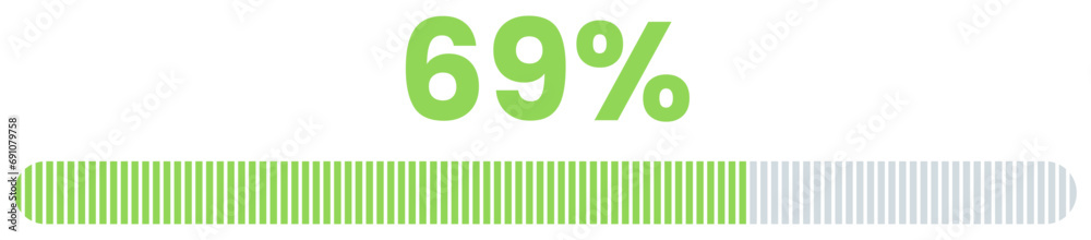 69% Loading. 69% progress bar Infographics vector, 69 Percentage ready ...