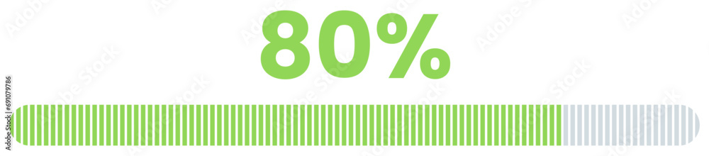 80% Loading. 80% progress bar Infographics vector, 80 Percentage ready ...