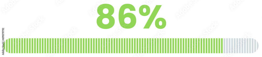 86% Loading. 86% progress bar Infographics vector, 86 Percentage ready ...