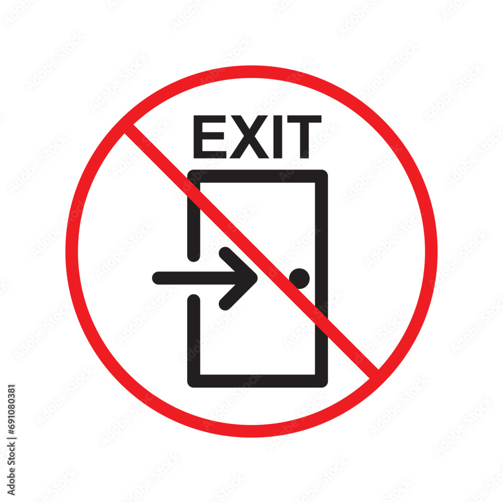 Prohibited exit vector icon. No entry icon. Forbidden door exit icon ...