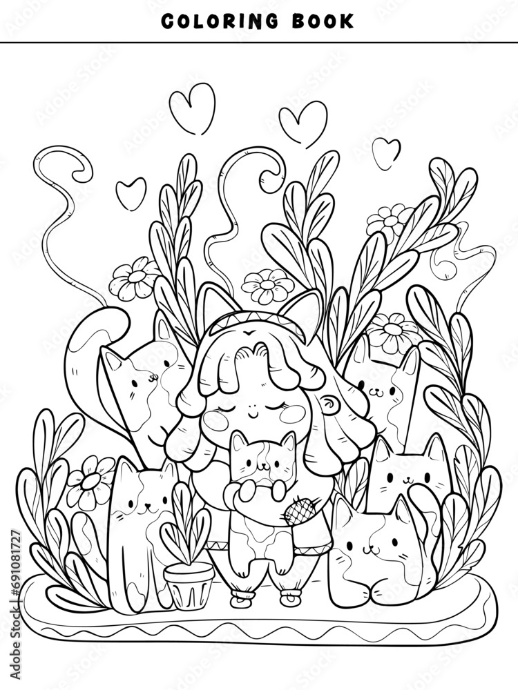Cute Adult coloring page doodles, sketch coloring book for relaxing ...