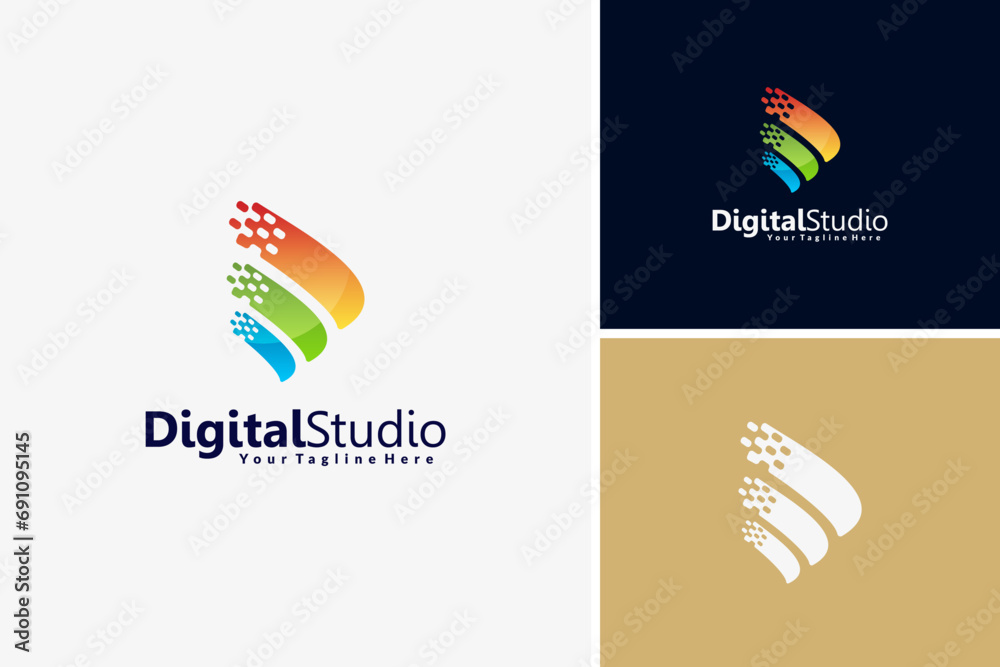Vetor de Abstract digital studio logo design vector, technology logo ...