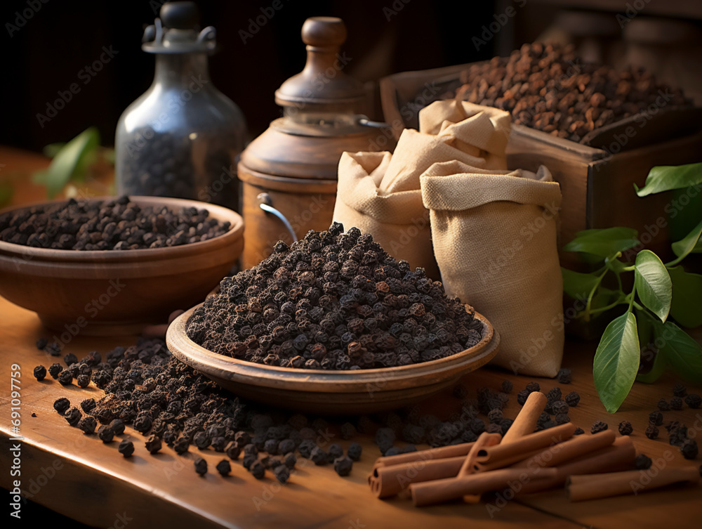 pepper (Piper nigrum), plant species from the pepper family (Piperaceae ...