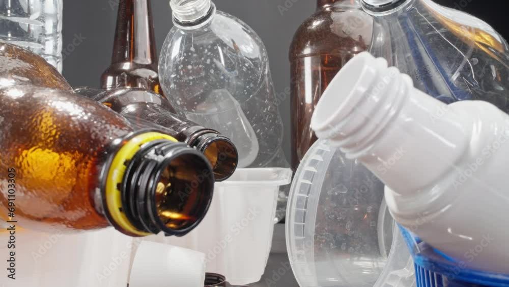 Environment plastic pollution. Plastic waste. Pile of garbage. Dolly ...