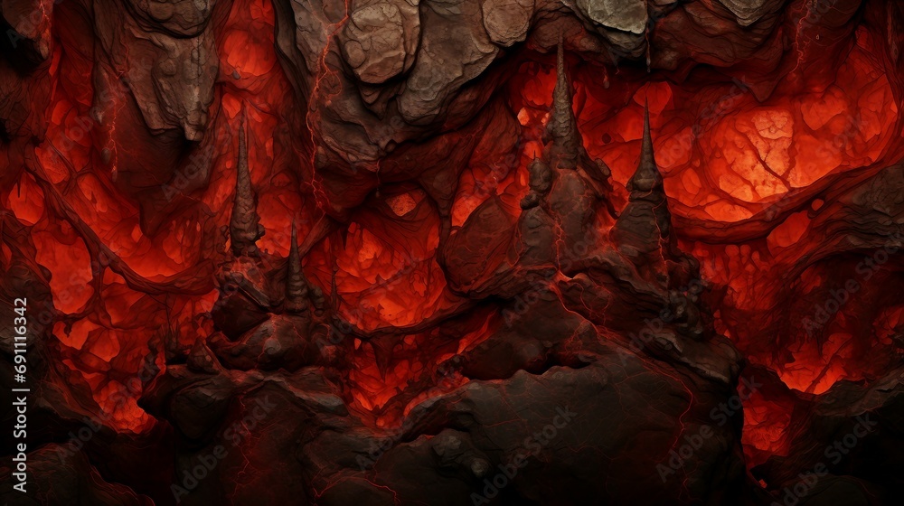 Cave wall texture with red rocks background AI Generated Stock Photo ...