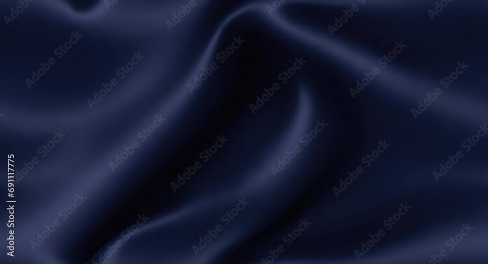 Navy blue silk satin. Silky shiny fabric. Dark luxury background with space for design. Banner ...
