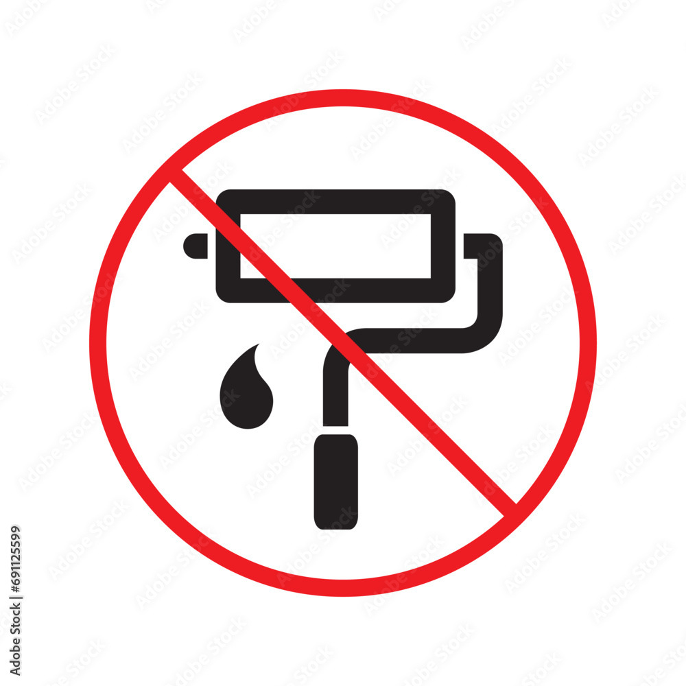 Do not paint sign. Prohibited painting vector icon. No paint icon ...
