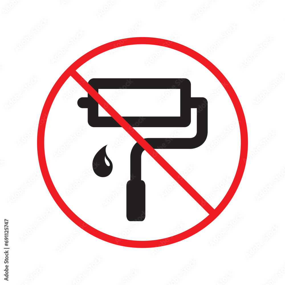 Do not paint sign. Prohibited painting vector icon. No paint icon ...