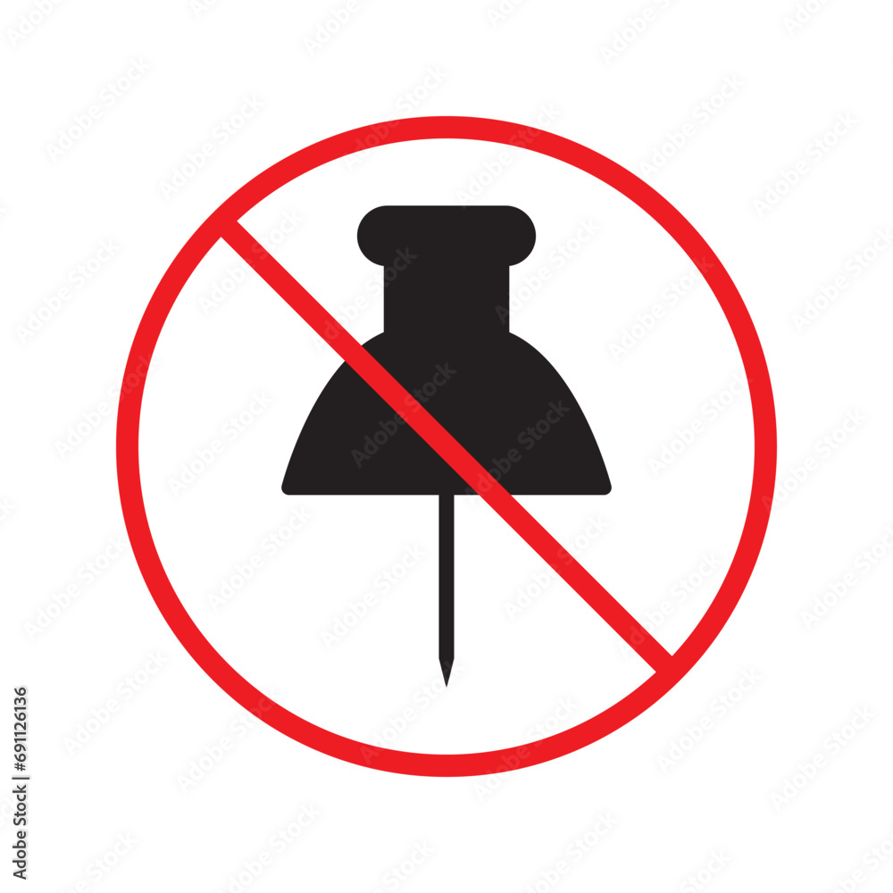 Forbidden pin icon. No pin vector icon. No pin pictogram. Prohibited ...