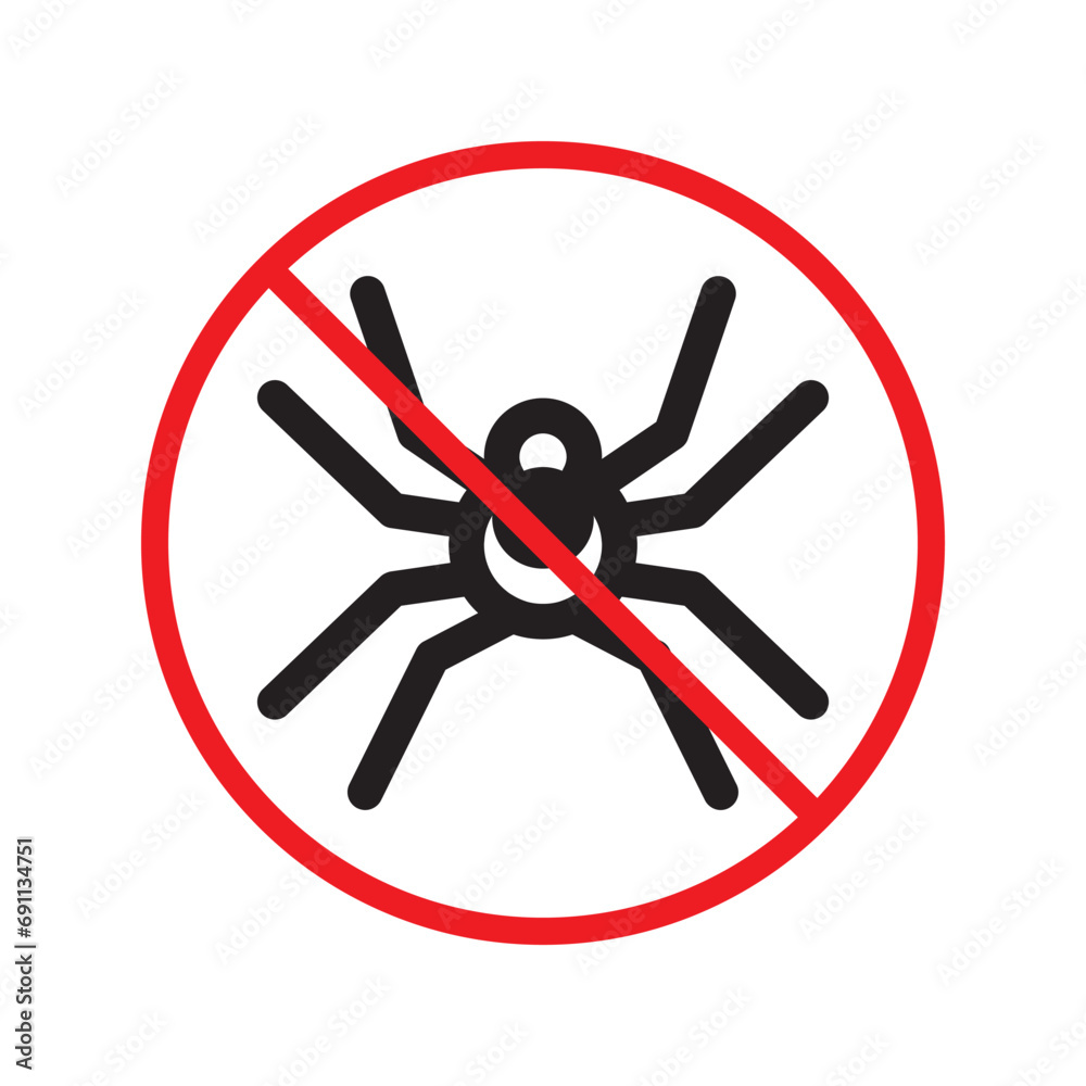 Forbidden spider icon. No bugs icon. Prohibited insects vector icon ...