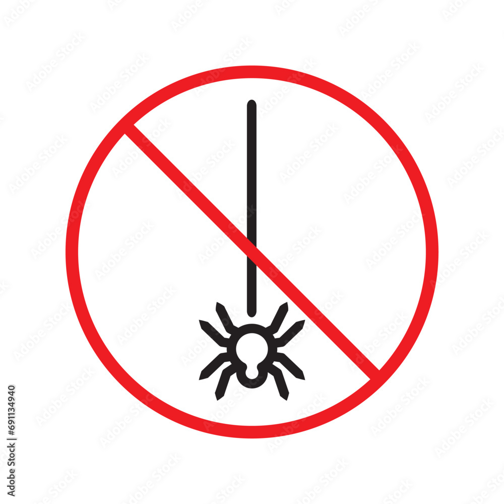 Forbidden spider icon. No bugs icon. Prohibited insects vector icon ...