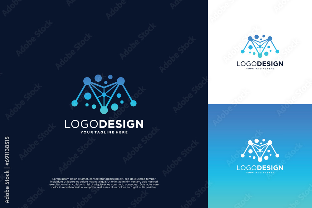 Letter M modern digital dot connection logo design inspiration Stock ...