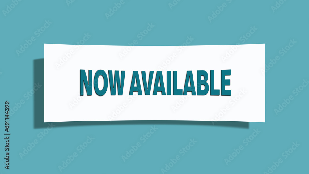 Now available symbol. A card in light green with words Now available ...