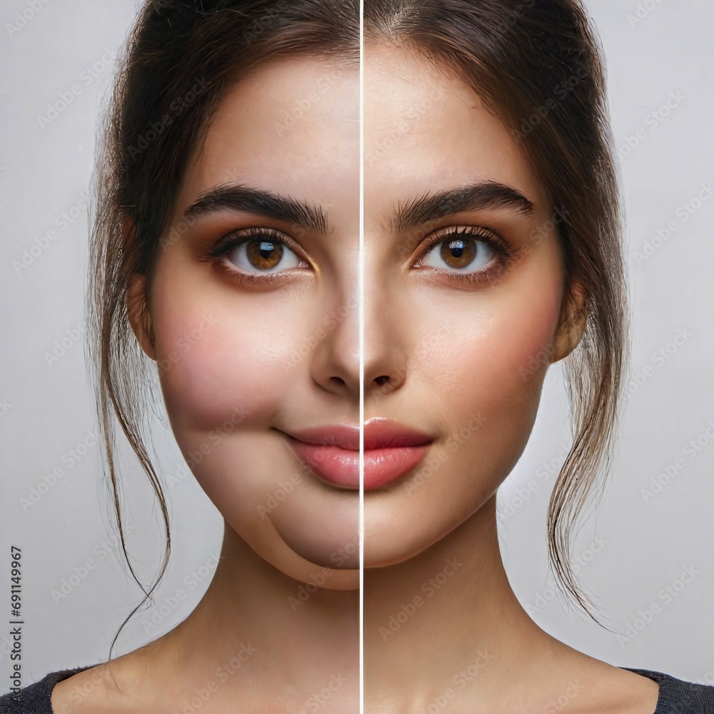 Comparison of woman before and after lifestyle change. Fitness and ...