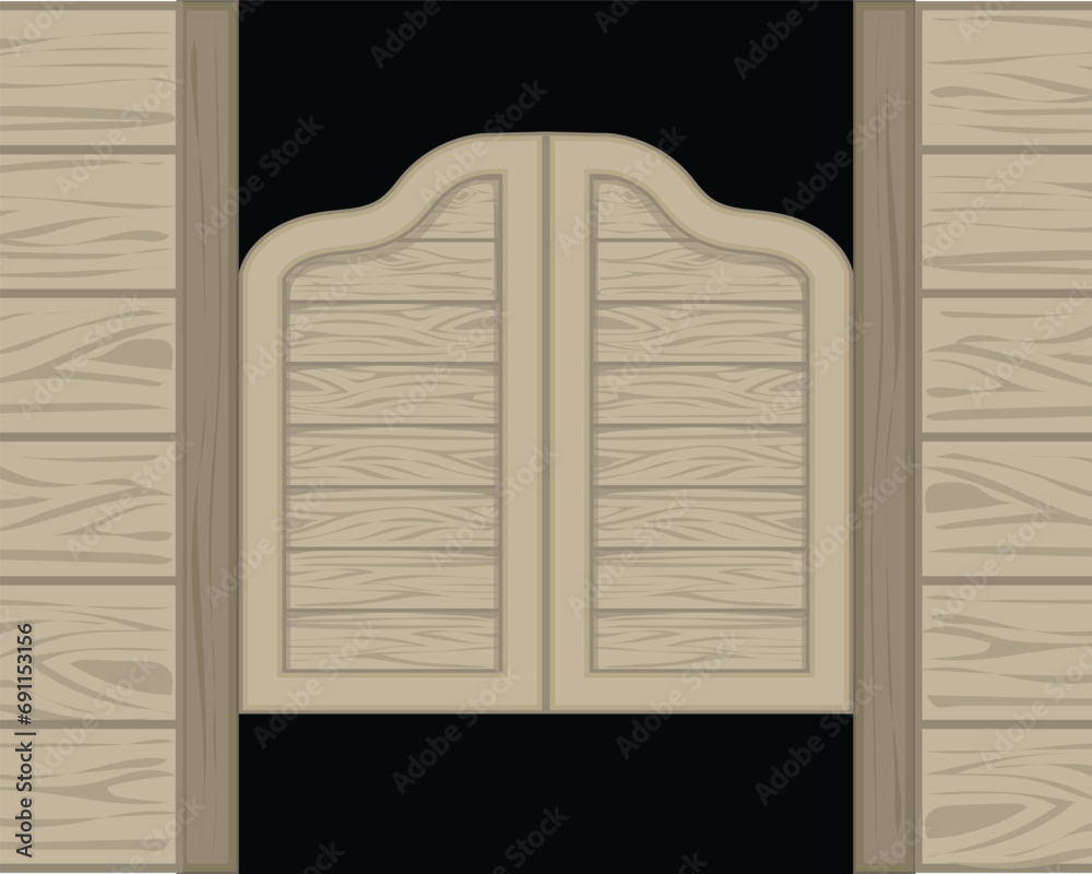 design of two small doors made of wood and walls made of wooden planks ...