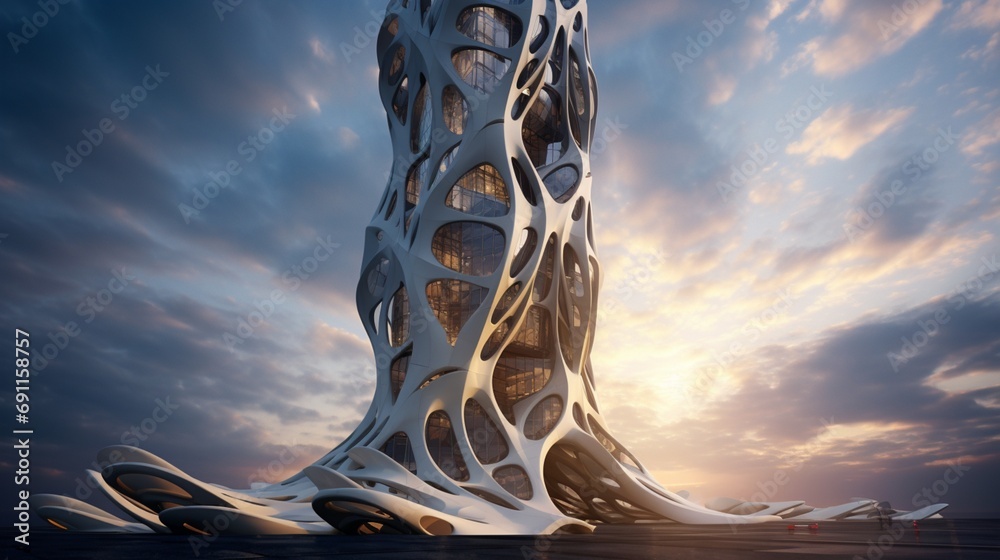 An AI-driven skyscraper design, elegantly combining aesthetics and ...