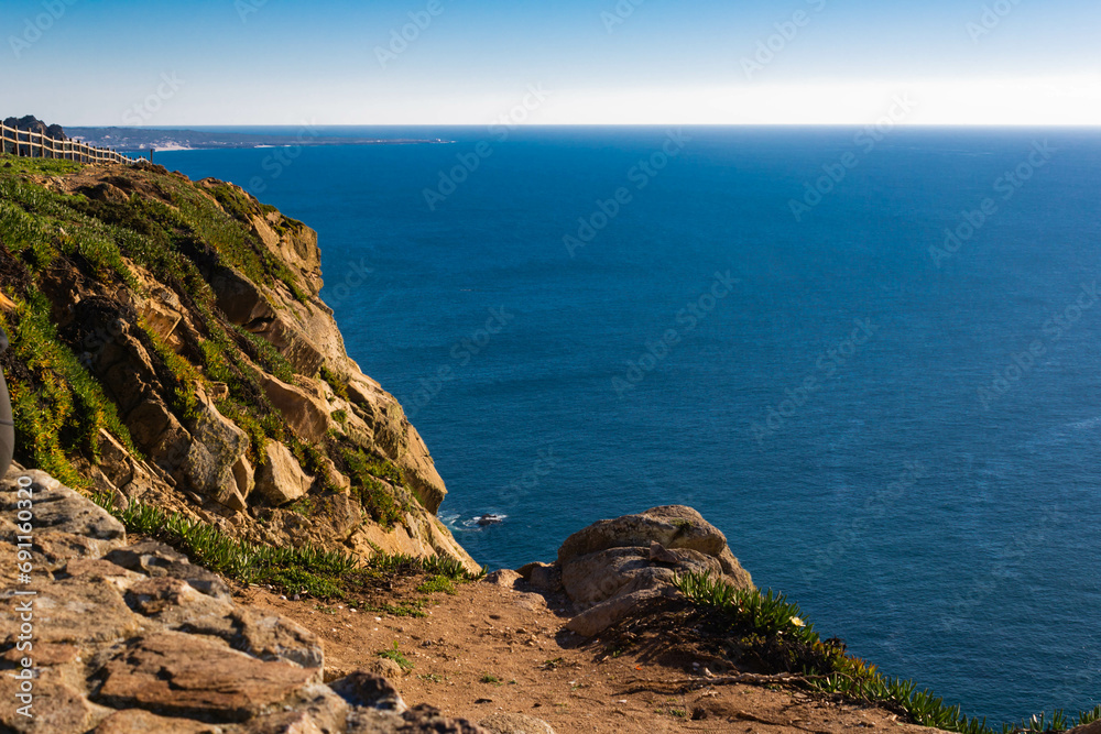 Cabo de Roca or Roca cape, most western point of Europe, where the ...