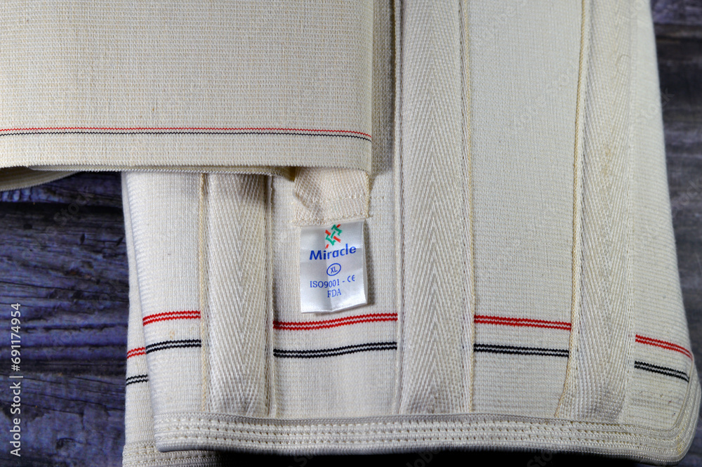 Cairo, Egypt, December 9 2023: Miracle lumbosacral support to mid and ...