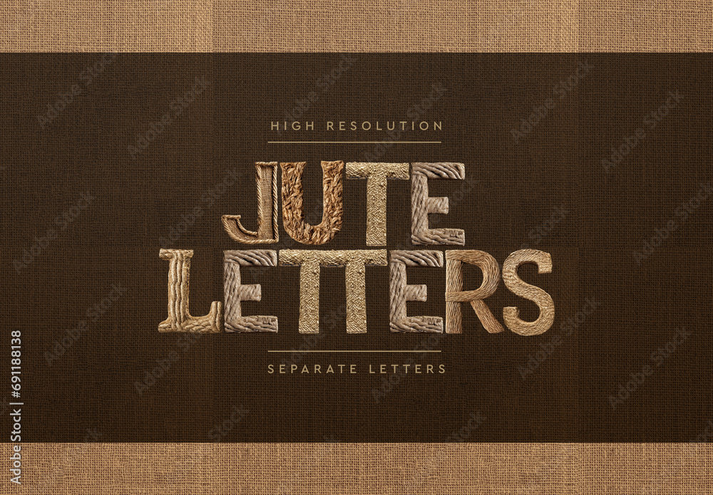Jute Letters Burlap Rustic Vintage Alphabet A-Z Stock Template | Adobe ...