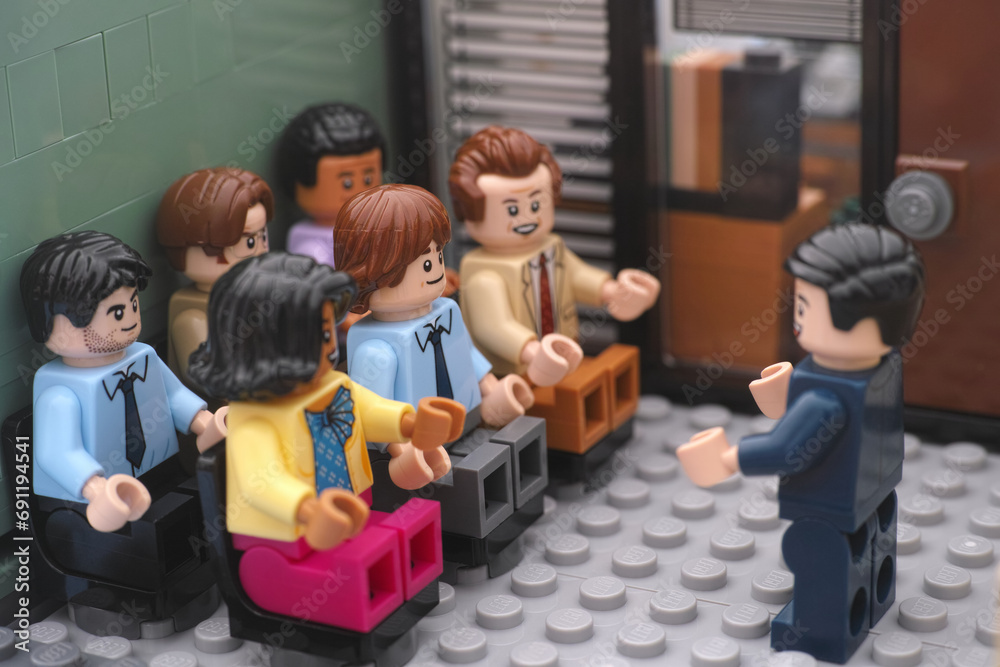 Tambov, Russian Federation - December 10, 2023 Lego businesspeople ...