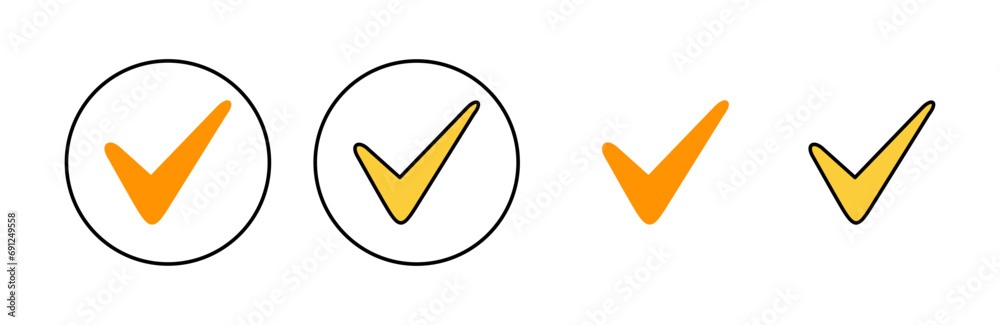 Vetor de Check mark icon set for web and mobile app. Tick mark sign and ...