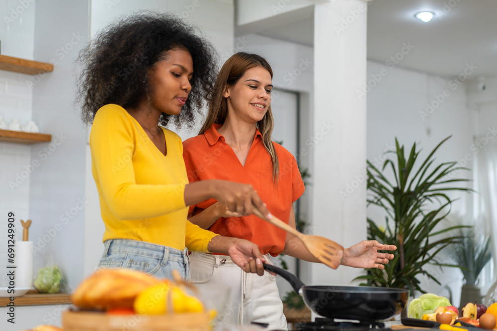 Diversity young happy love LGBT, LGBTQ caucasian and african family ...