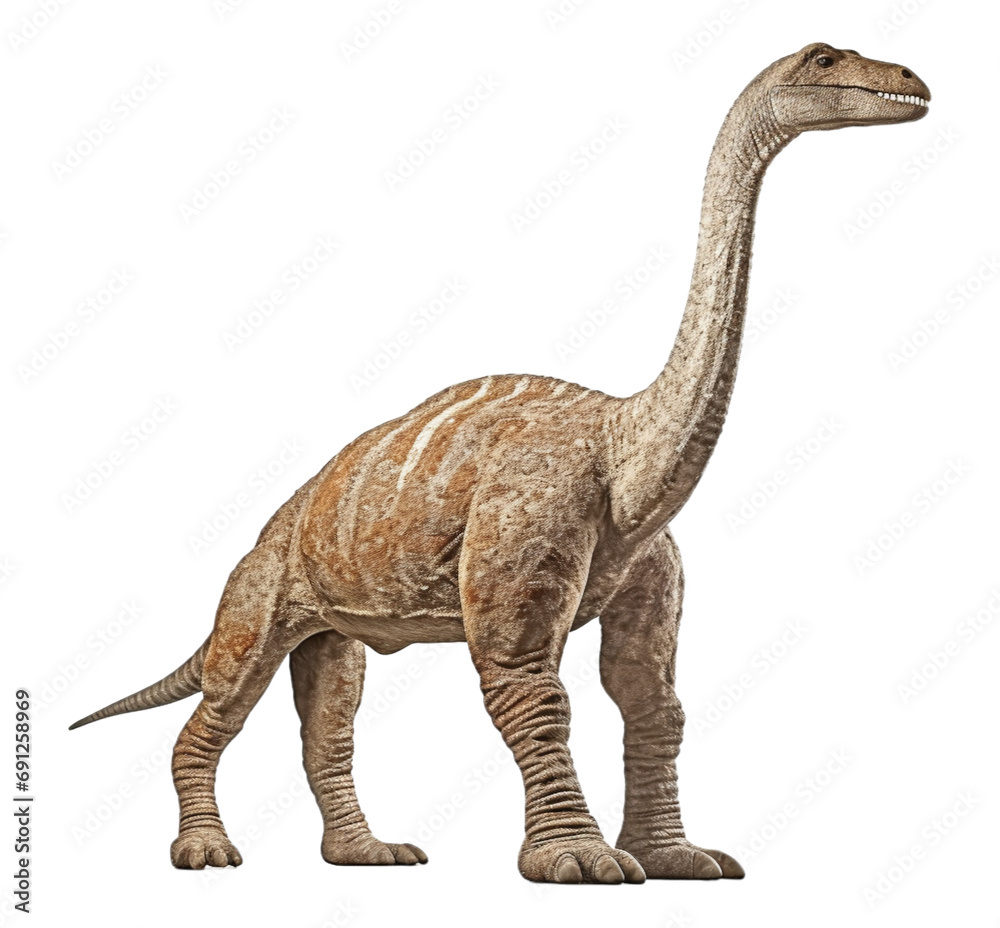 portrait of ancient animal, brontosaurus dinosaur on transparent ...