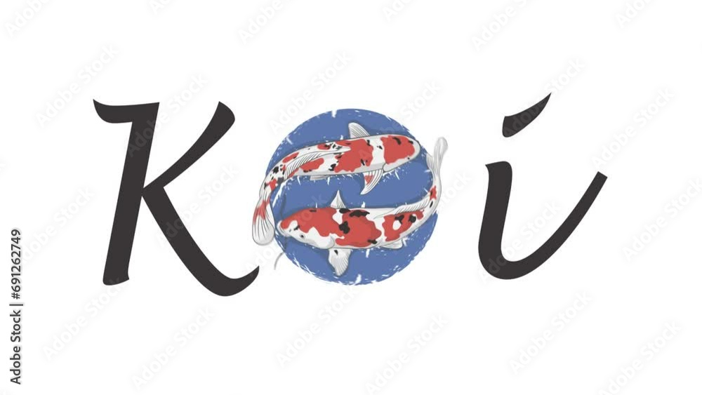 koi animation. Japanese carp fishes swimming cartoon animation. yin ...