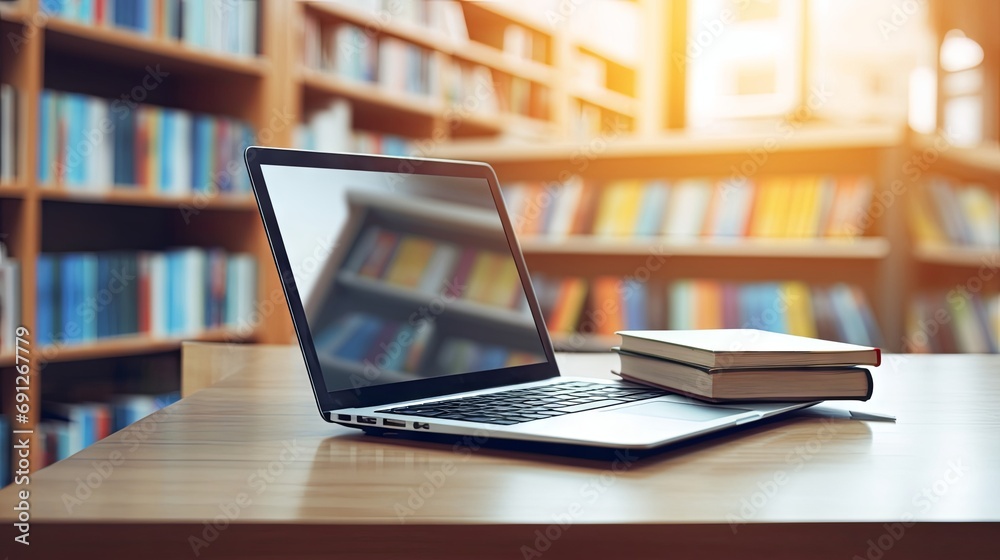 Digital Education in a Home Office Library Stock Photo | Adobe Stock
