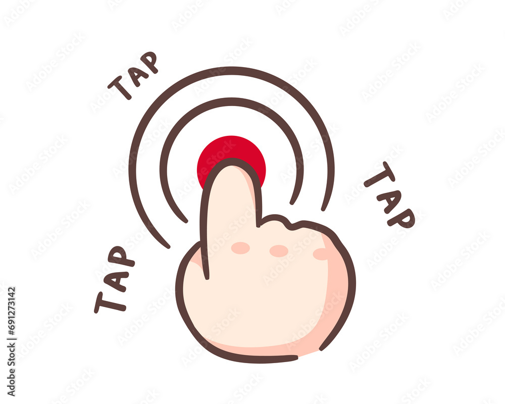 Hand click icon vector. Hand pointing. Finger tap hand drawn flat ...