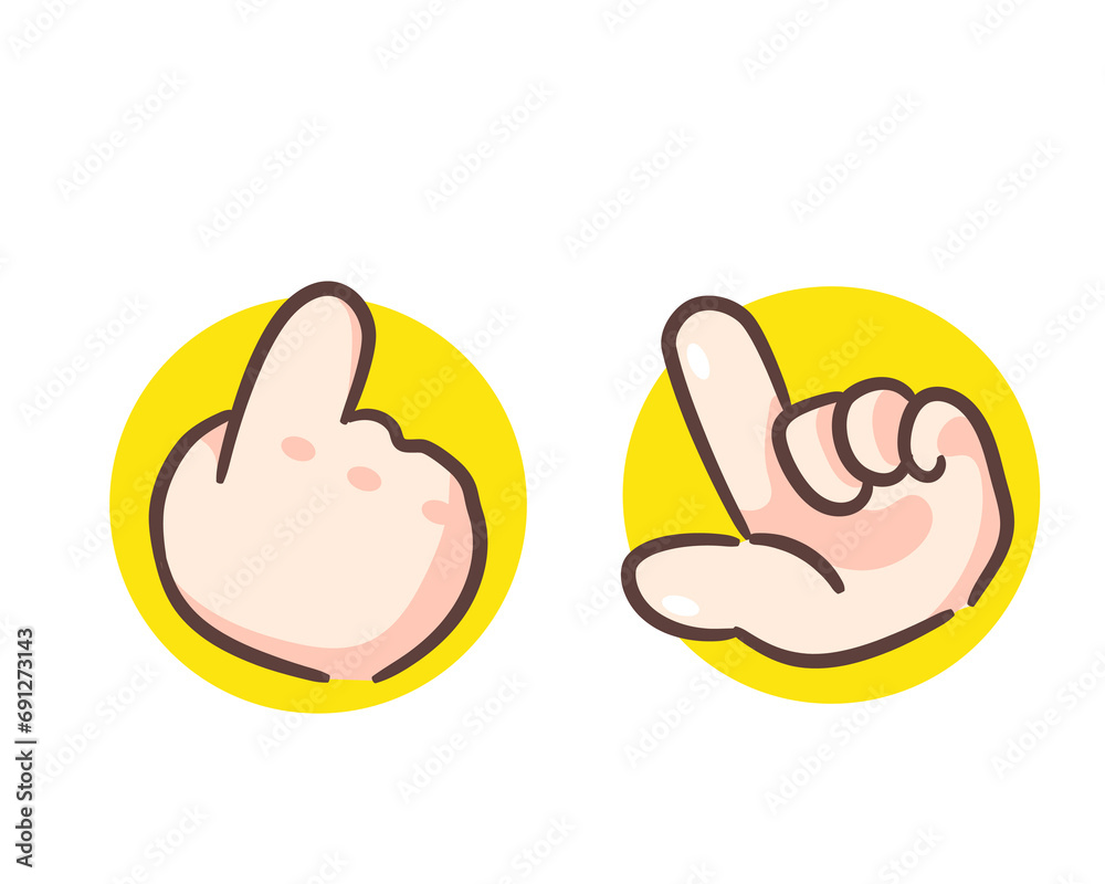 Hand click icon vector. Hand pointing. Finger tap hand drawn flat ...
