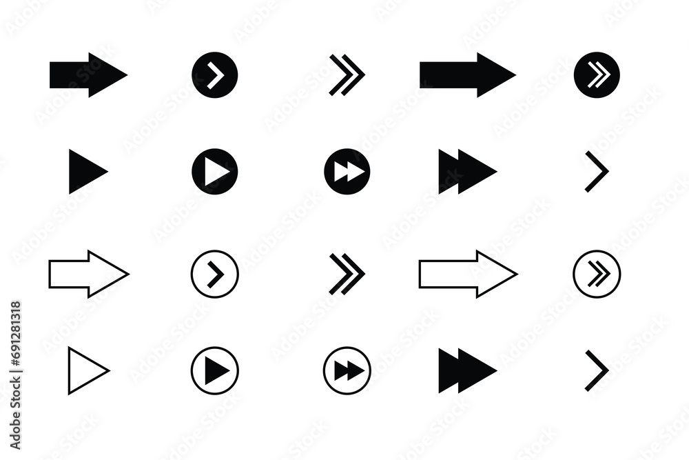 vector set, collection of direction sign icons, arrow symbols for web ...