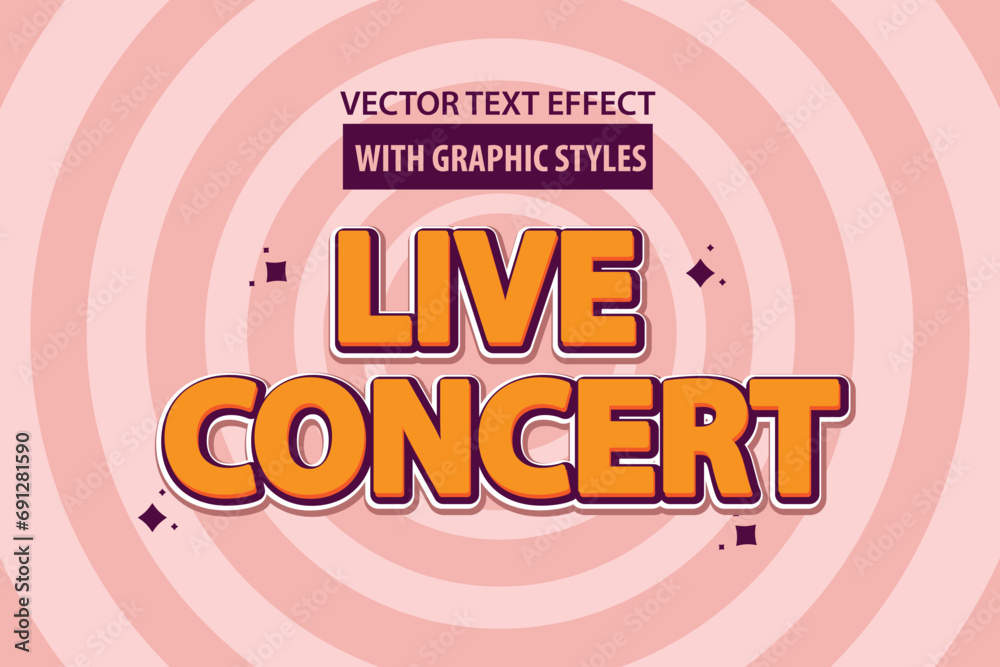 vector editable live concert text effect template for headlines ...