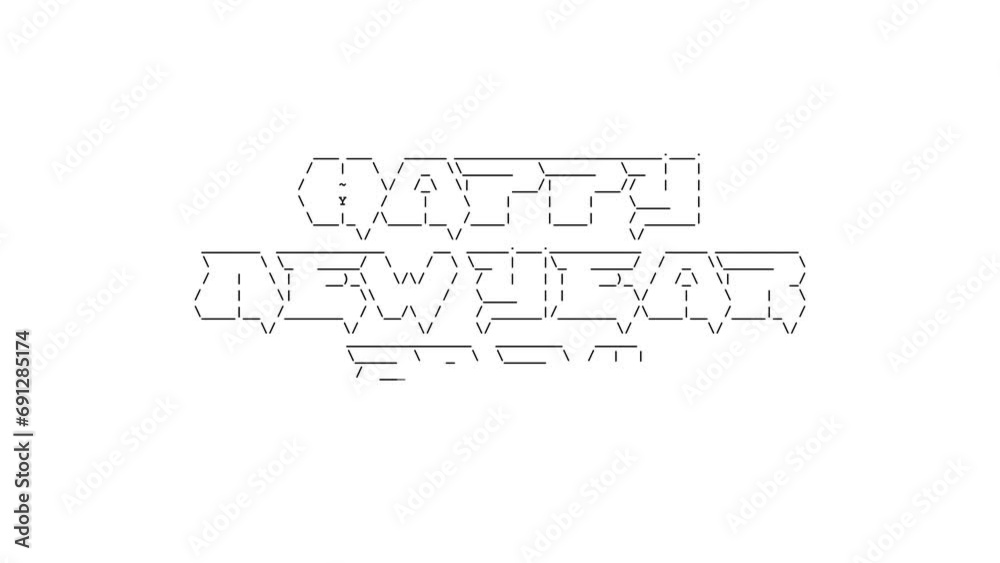 Happy New Year 2024 ascii animation loop on white background. Ascii ...