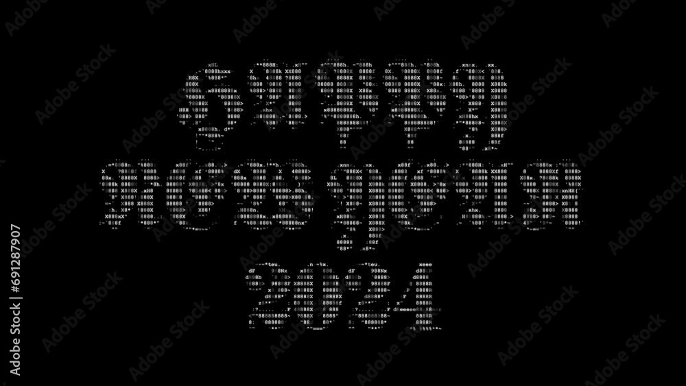 Vidéo Stock Happy New Year 2024 ascii animation loop on black ...