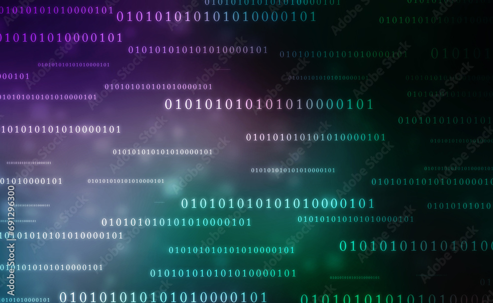 Binary Code Background, Digital Abstract technology background, flowing number one and zero text ...