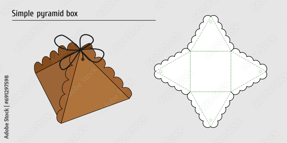 simple diagram of self-assembly template pyramid box. layout for laser ...